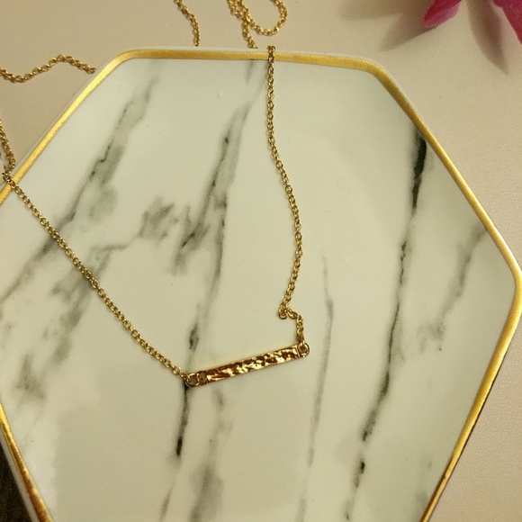 Jewelry | Nwt Gold Minimal Hammer Bar Necklace | Poshmark